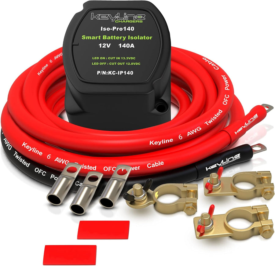 Dual Battery Isolator Kit, 140Amp Battery Isolator 12v Kit, Battery Di ...